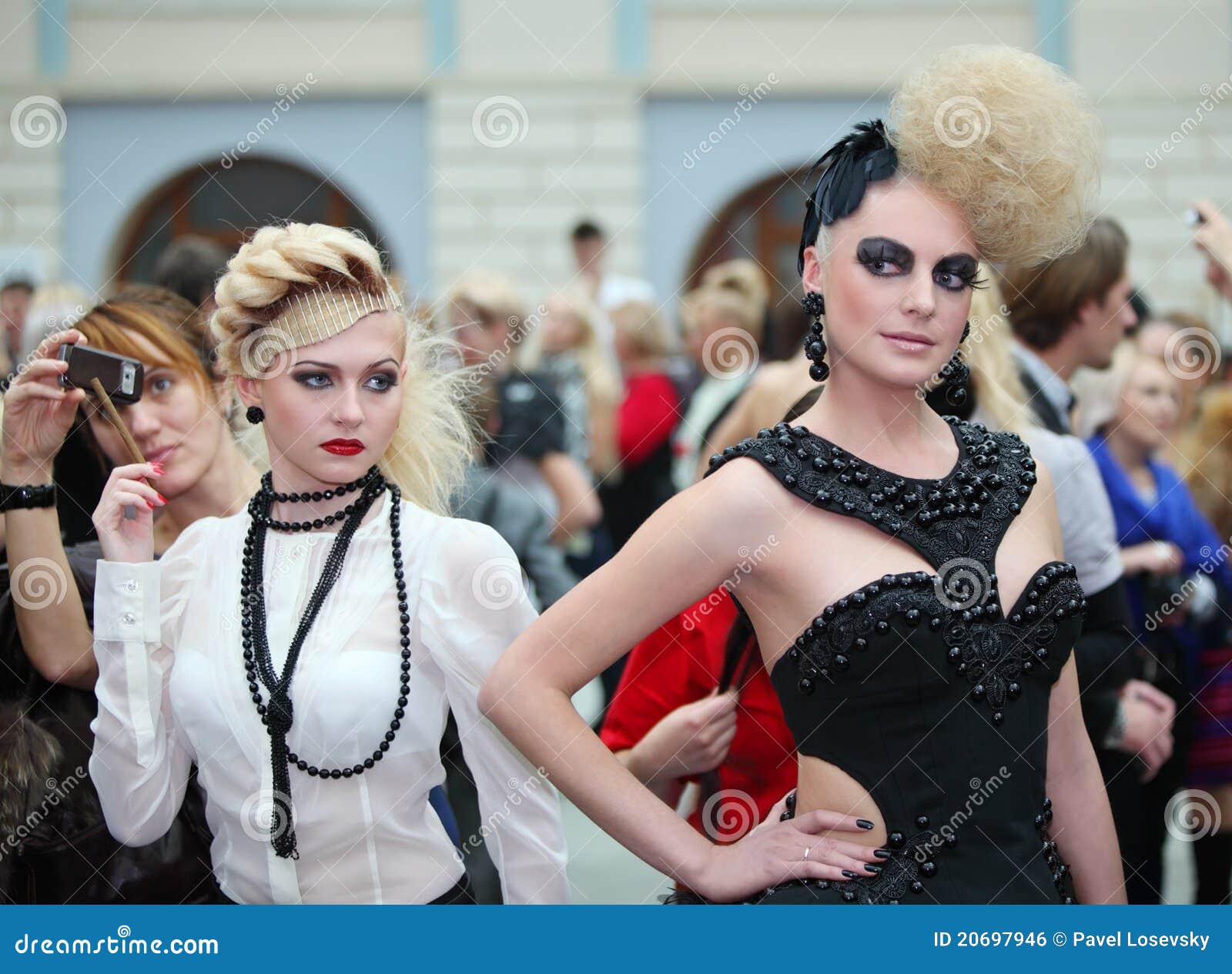 Two Beautiful Models with Extraordinary Hairdo Editorial Photo - Image ...