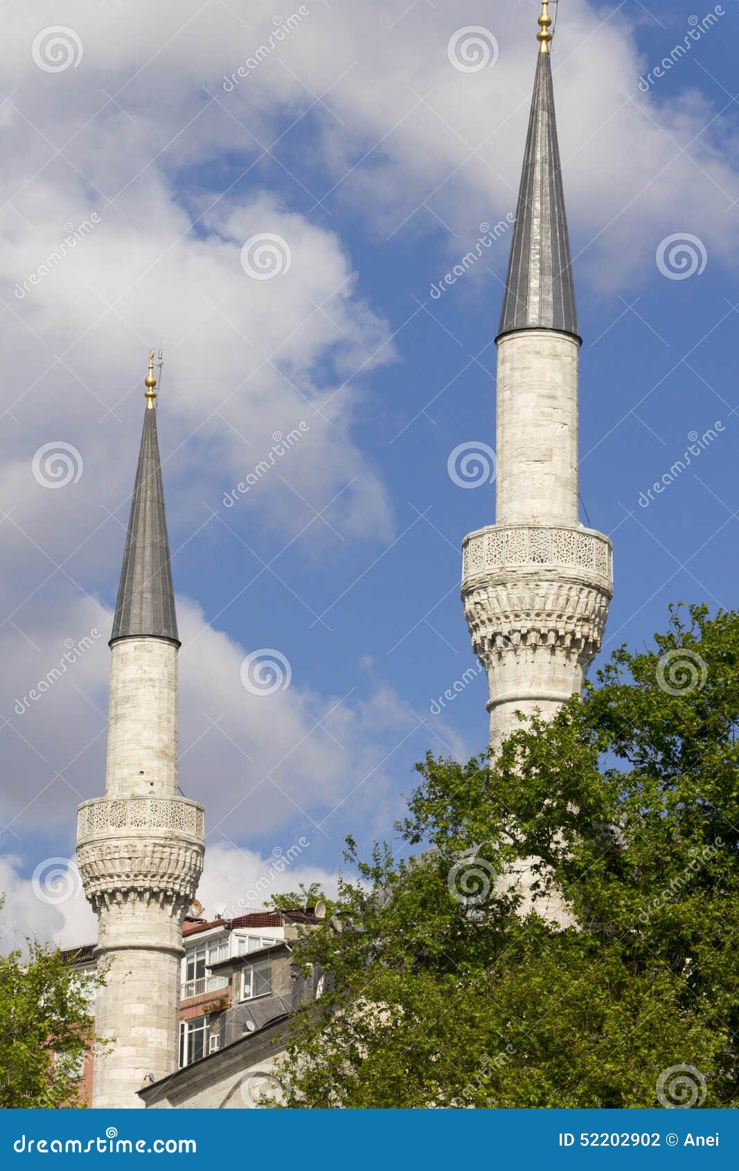 Two Beautiful Mosque Minarets Stock Photo - Image of decoration, asian ...