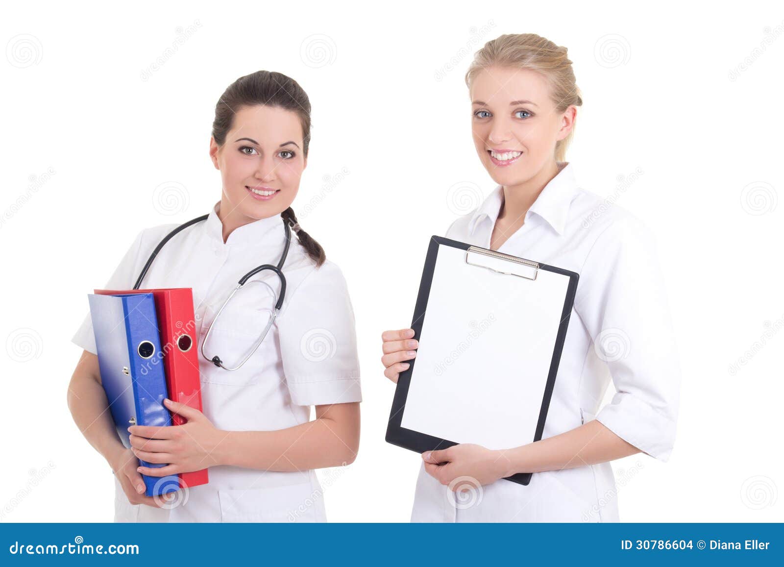 Two Beautiful Nurses with Folders. Copyspace Stock Photo - Image of ...