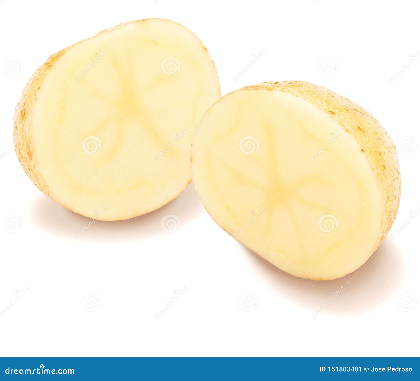 Two Beautiful Potatoes Cut in Half Slices. Stock Image - Image of ...