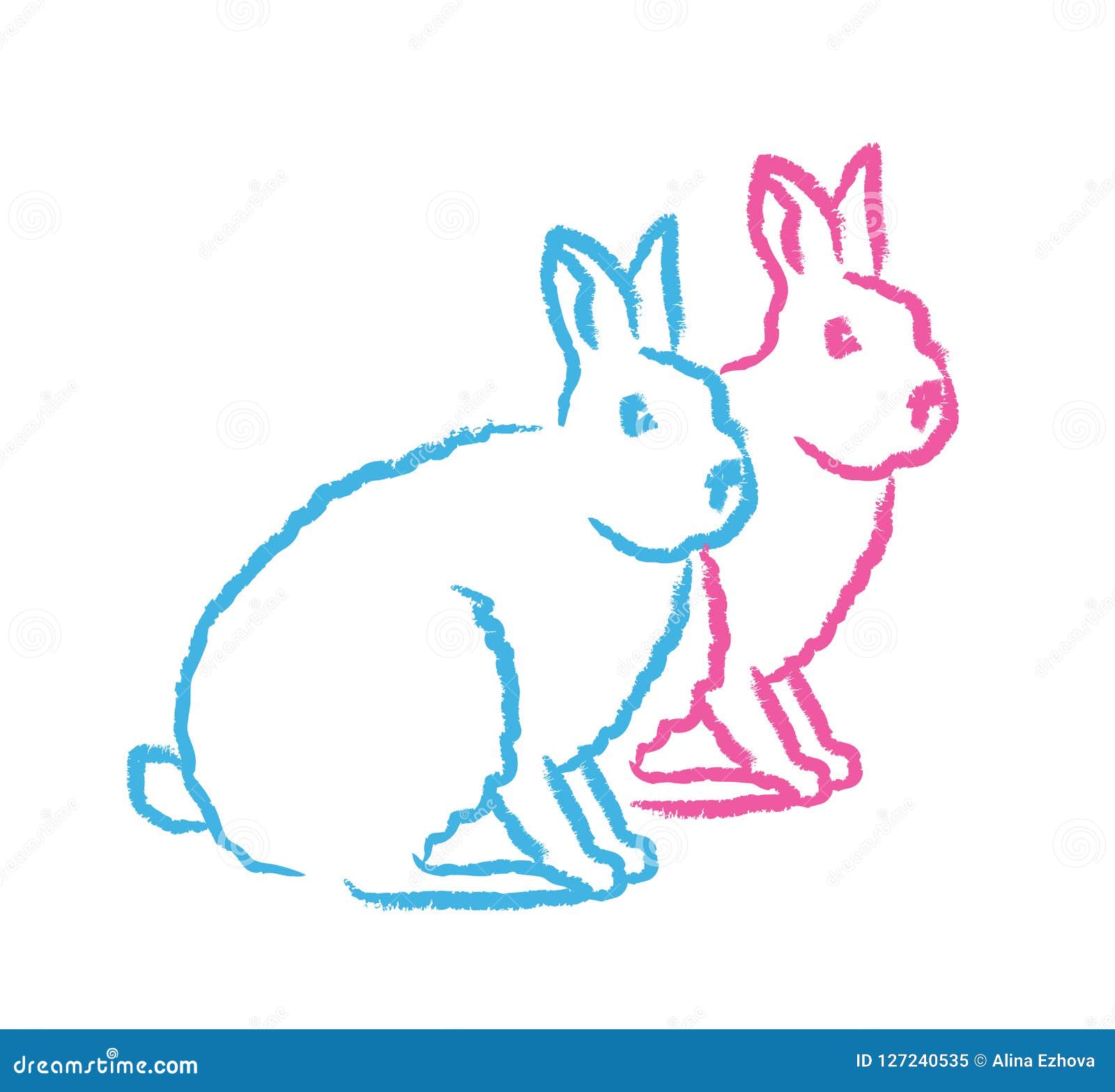 Two Beautiful Rabbits. Silhouette. Vector. Stock Vector - Illustration ...
