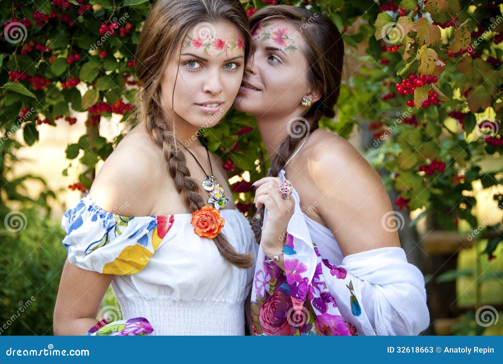 Two Beautiful Rural Women Whispering Stock Image - Image of focus ...