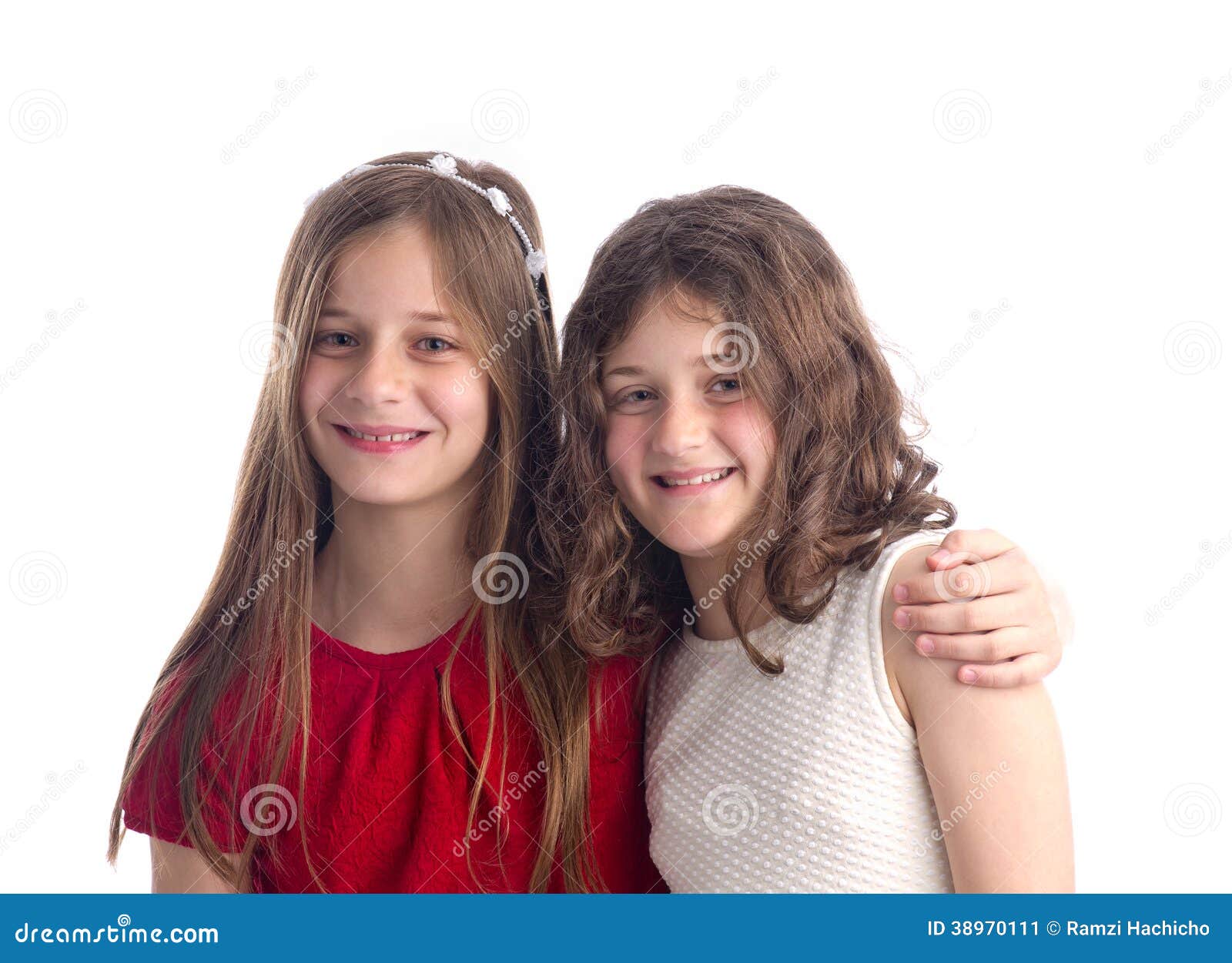 Two Beautiful Sisters Hugging Isolated Stock Image - Image of affection ...