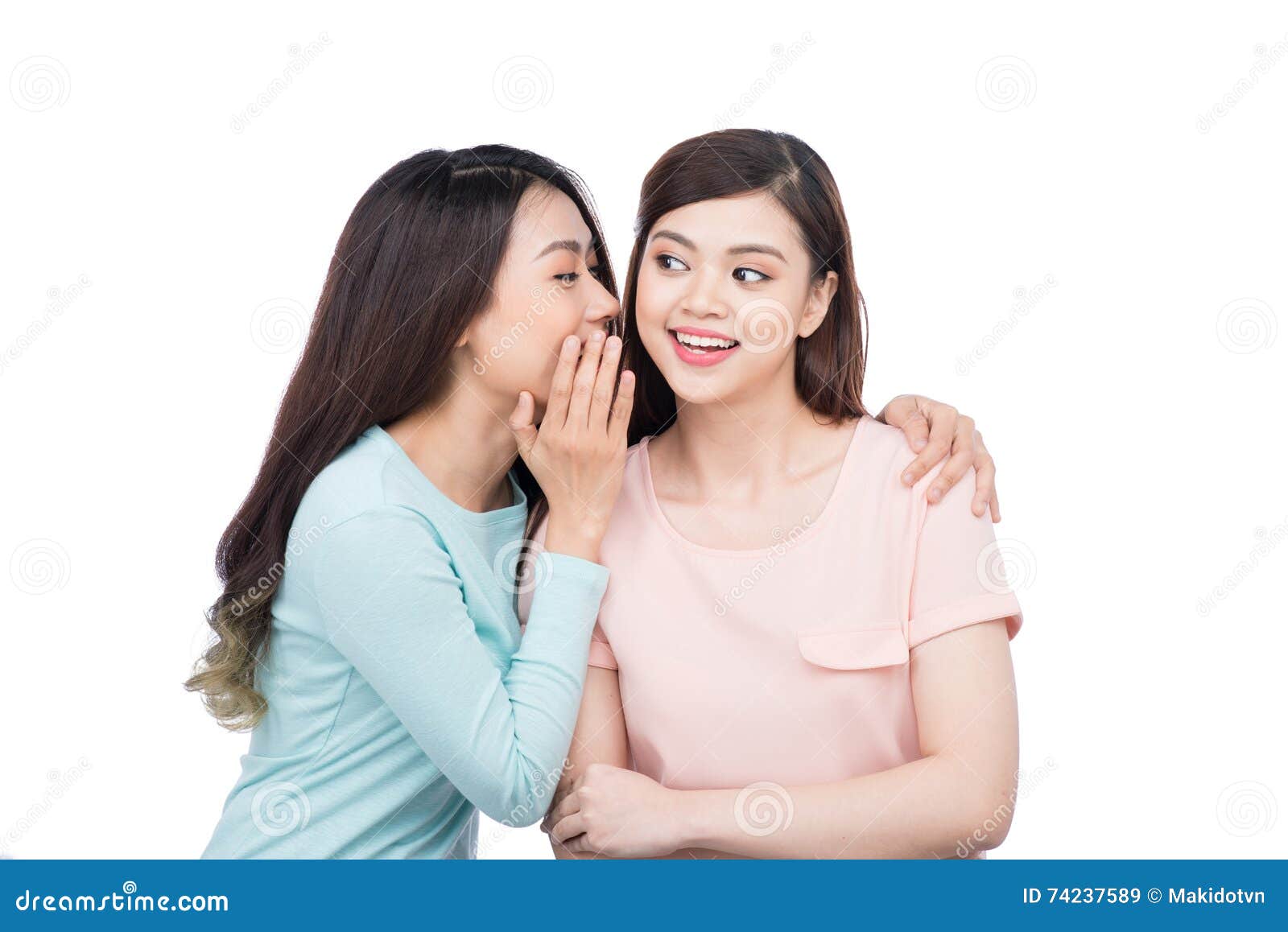 Two Beautiful Smiling Girls Sharing a Secret Stock Image - Image of ...