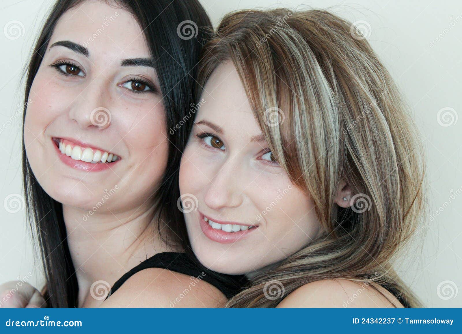 Two Beautiful Smiling Women Stock Image - Image of hugging, sister ...