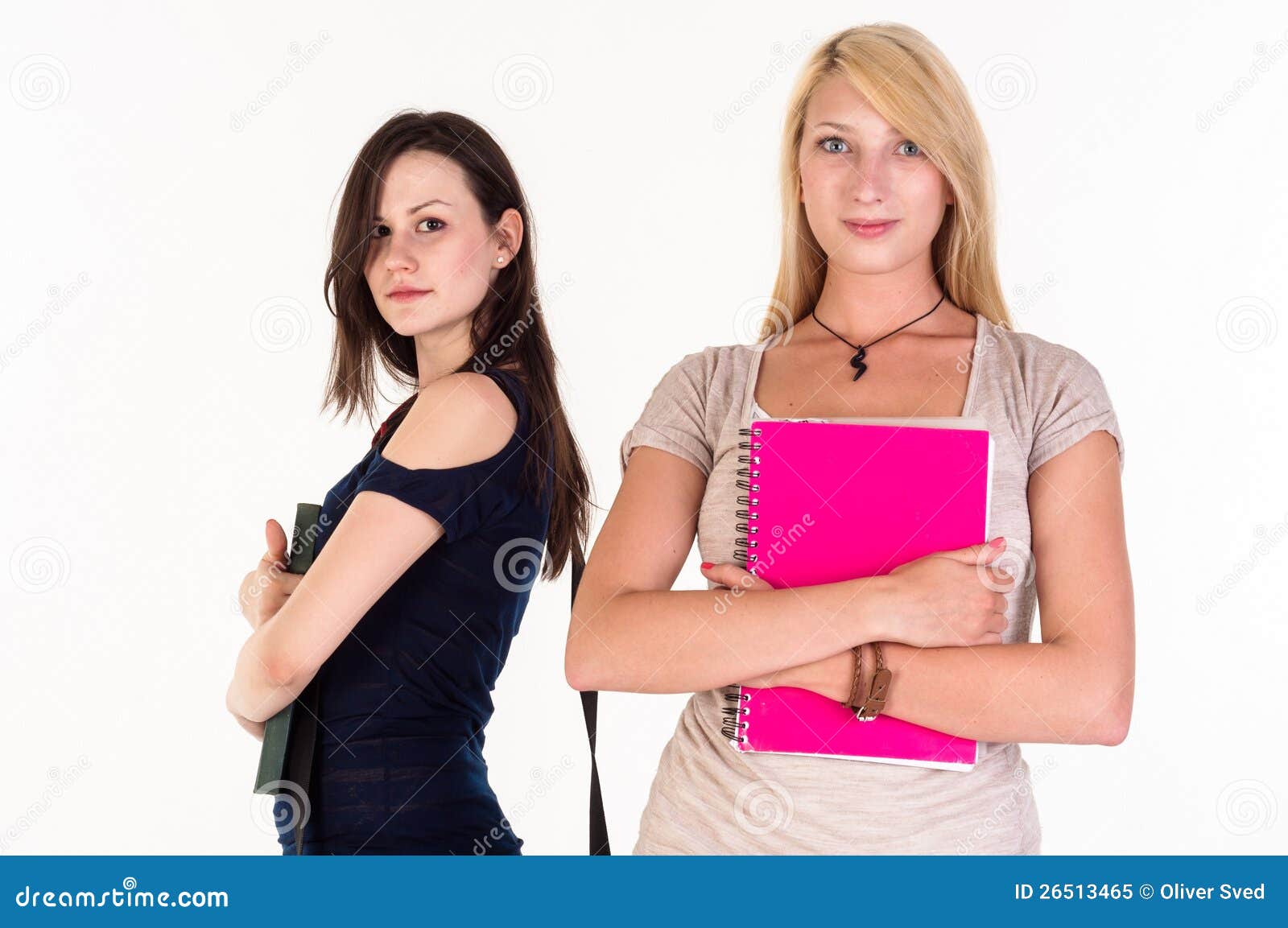 Two Beautiful Student Girls Stock Image - Image of blond, isolated ...