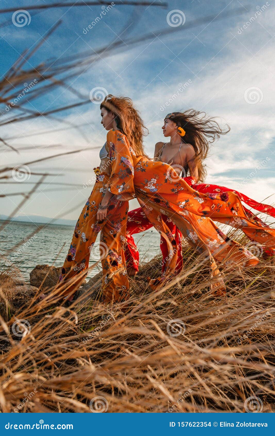 Two Beautiful Stylish Boho Models Outdoors Stock Photo - Image of model ...