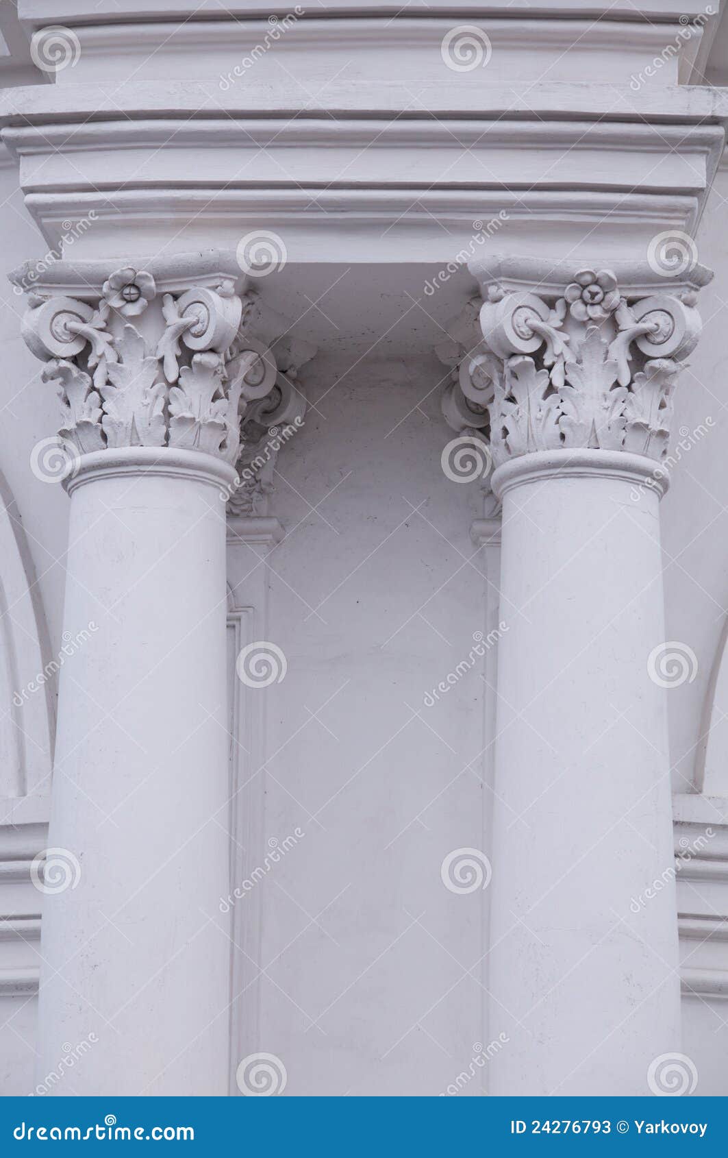 Two Beautiful White Columns of the Old Building. Stock Image - Image of ...