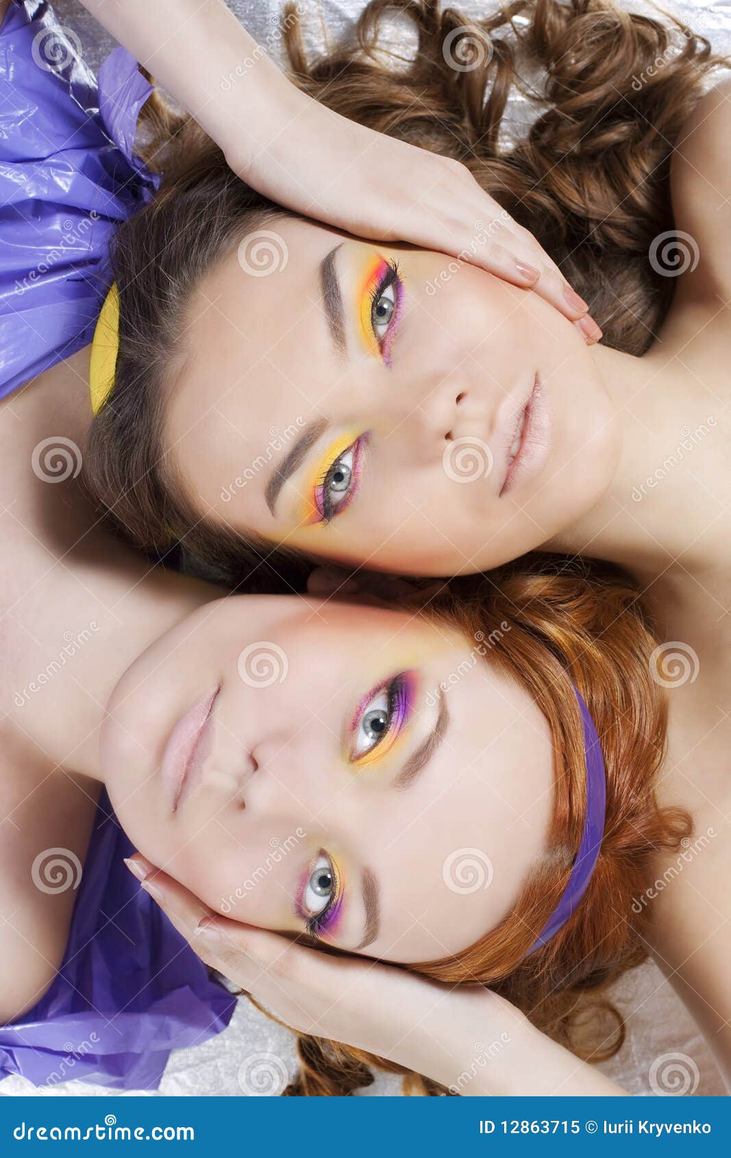 Two beautiful women stock image. Image of glamour, eyeshadow - 12863715