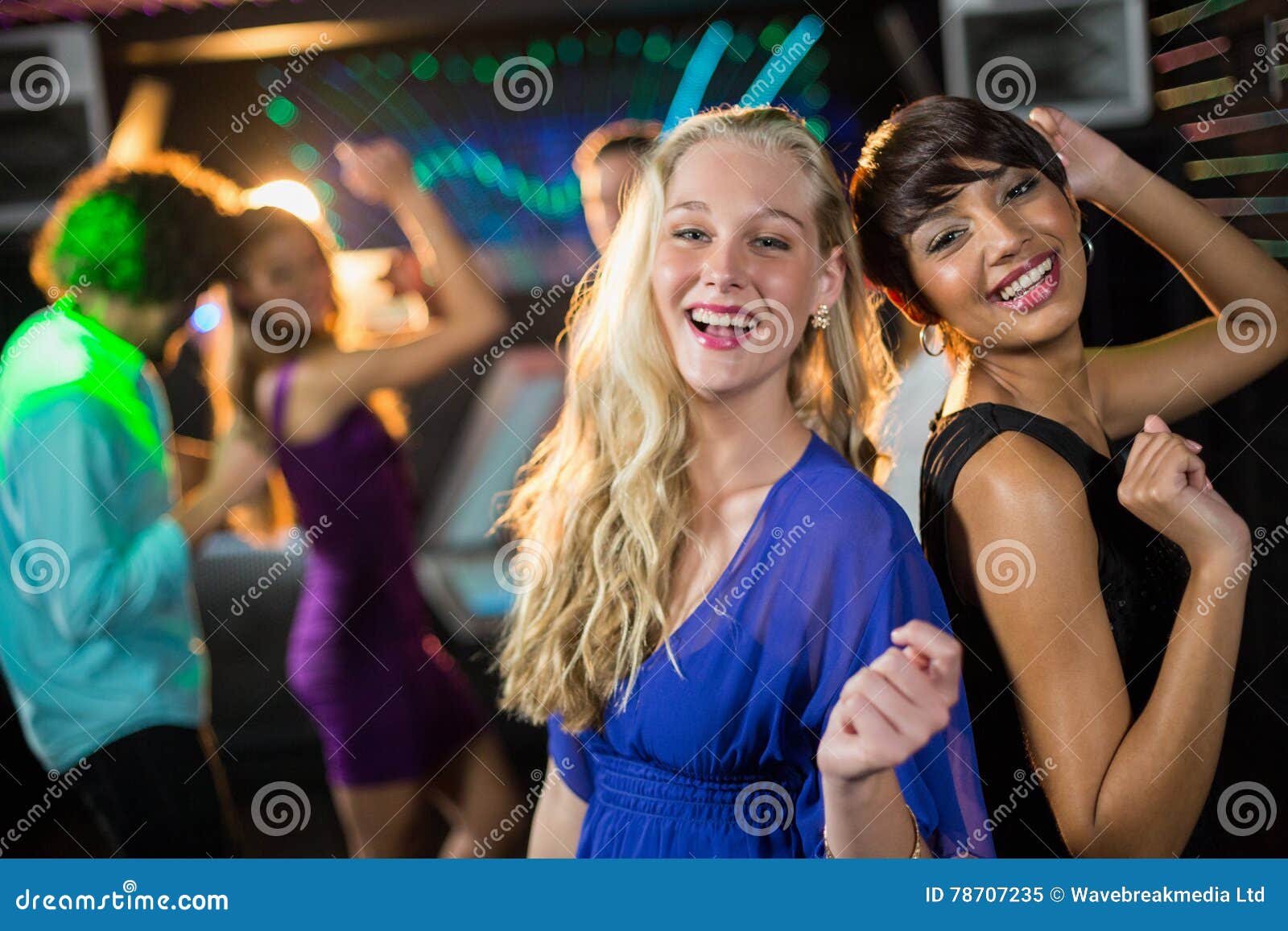 Two Beautiful Women Dancing on Dance Floor Stock Image - Image of ...