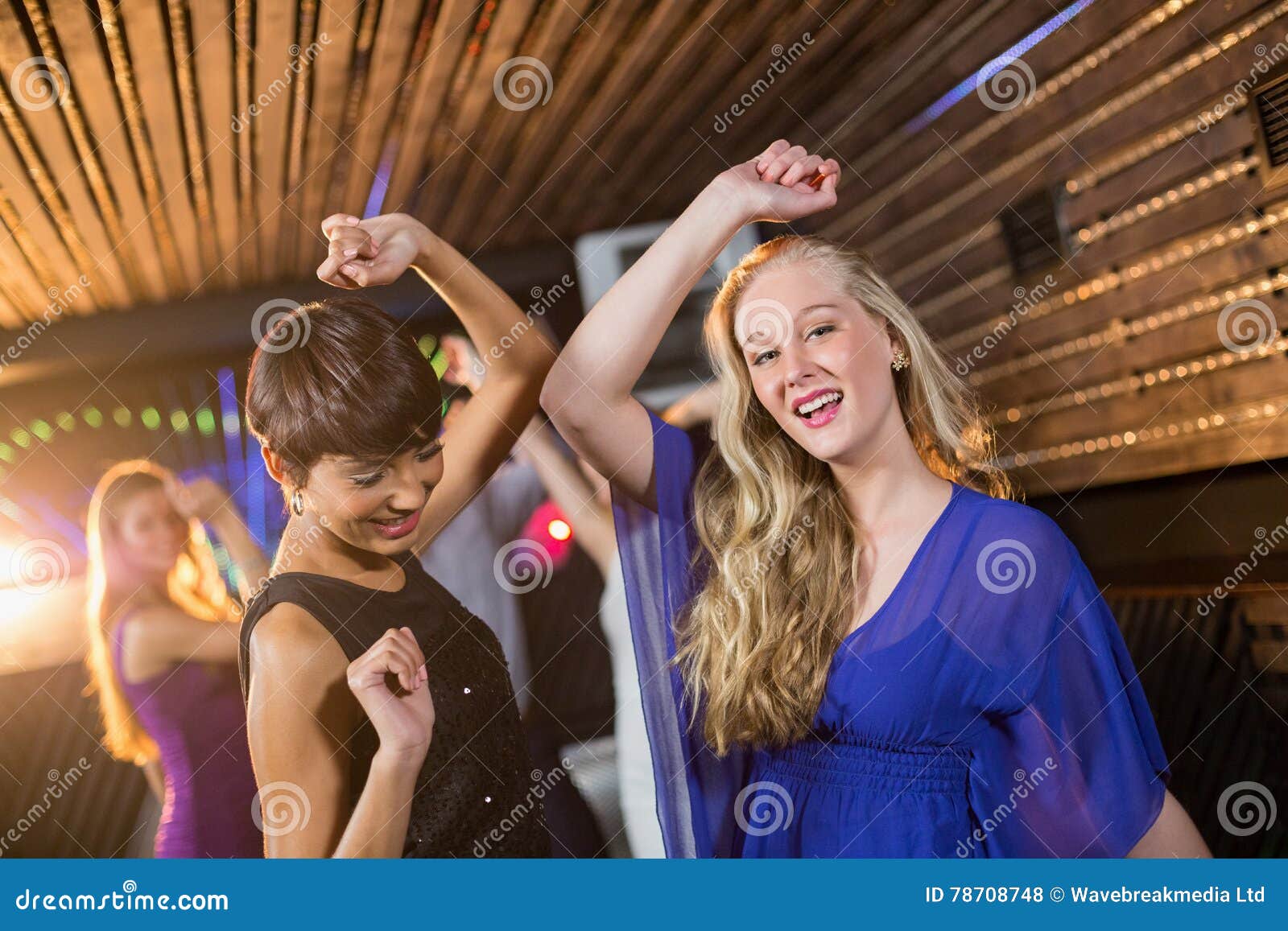 Two Beautiful Women Dancing on Dance Floor Stock Photo - Image of disco ...