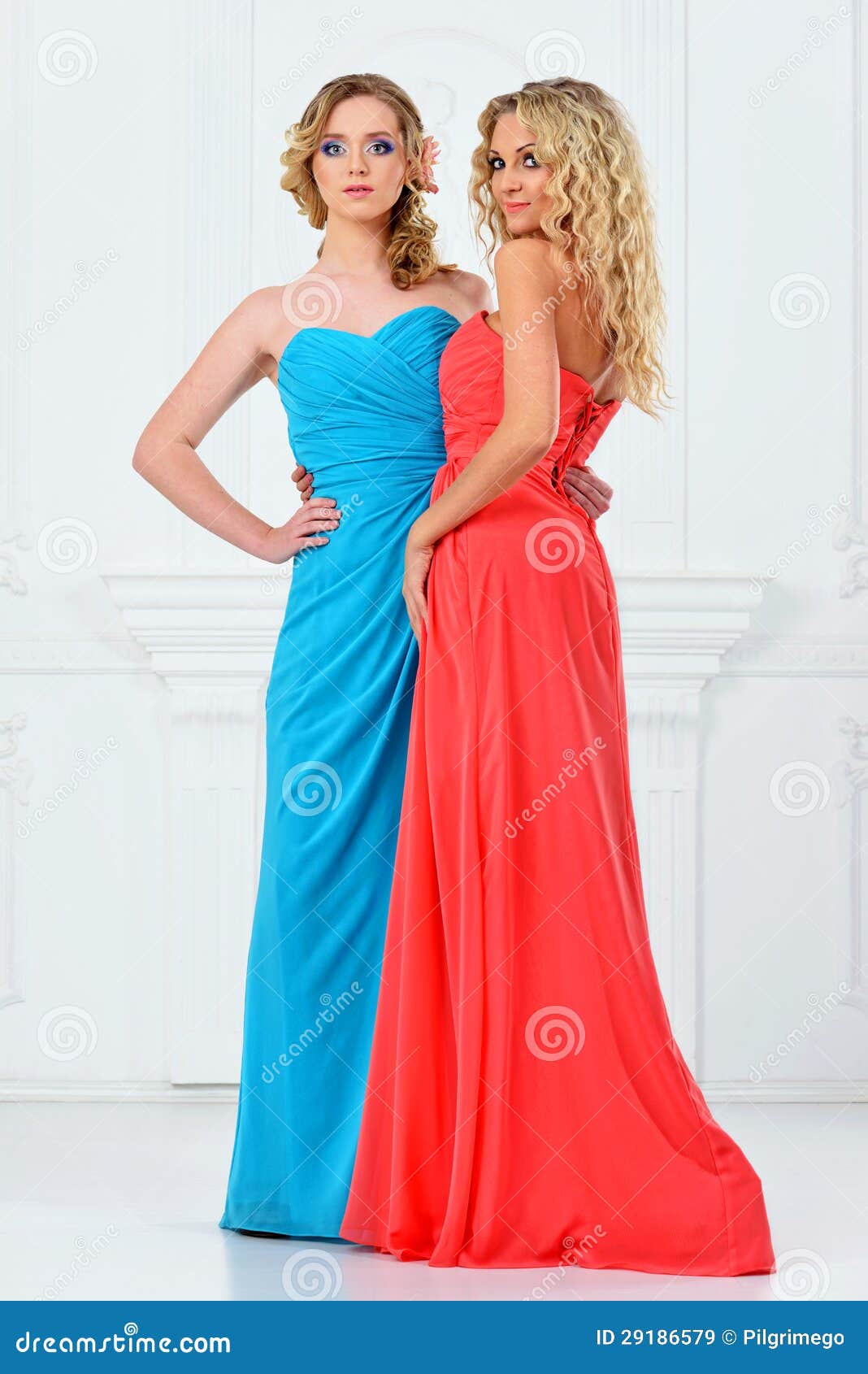 Two Beautiful Women in Evening Dresses Stock Image - Image of model ...