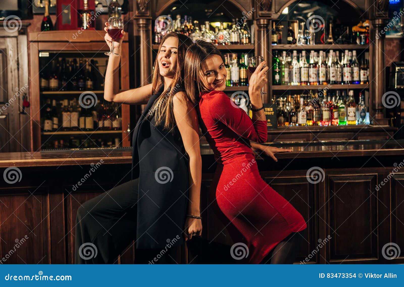 Two Beautiful Women Having Fun at the Bar Stock Photo - Image of girls ...