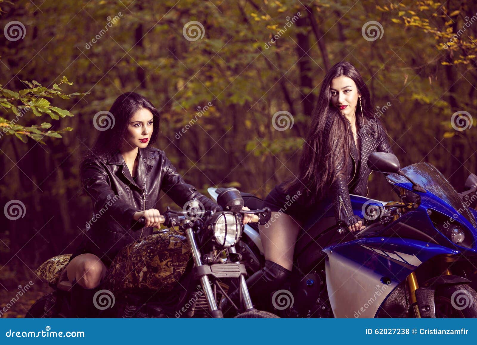 Two Beautiful Women Passionate about Motorcycles Stock Photo - Image of ...
