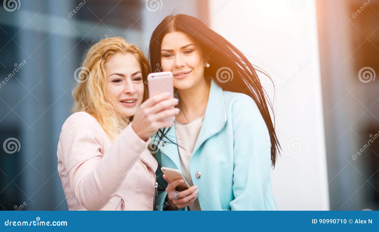 Two Beautiful Women with Phone Stock Photo - Image of adult, camera ...