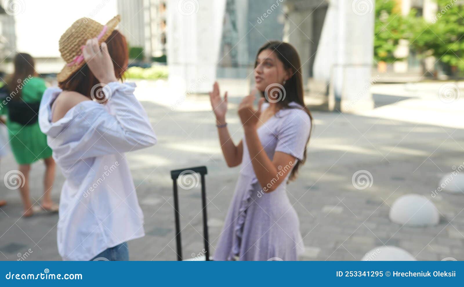 Two Beautiful Women Talking and Standing Outdoors Stock Video - Video ...