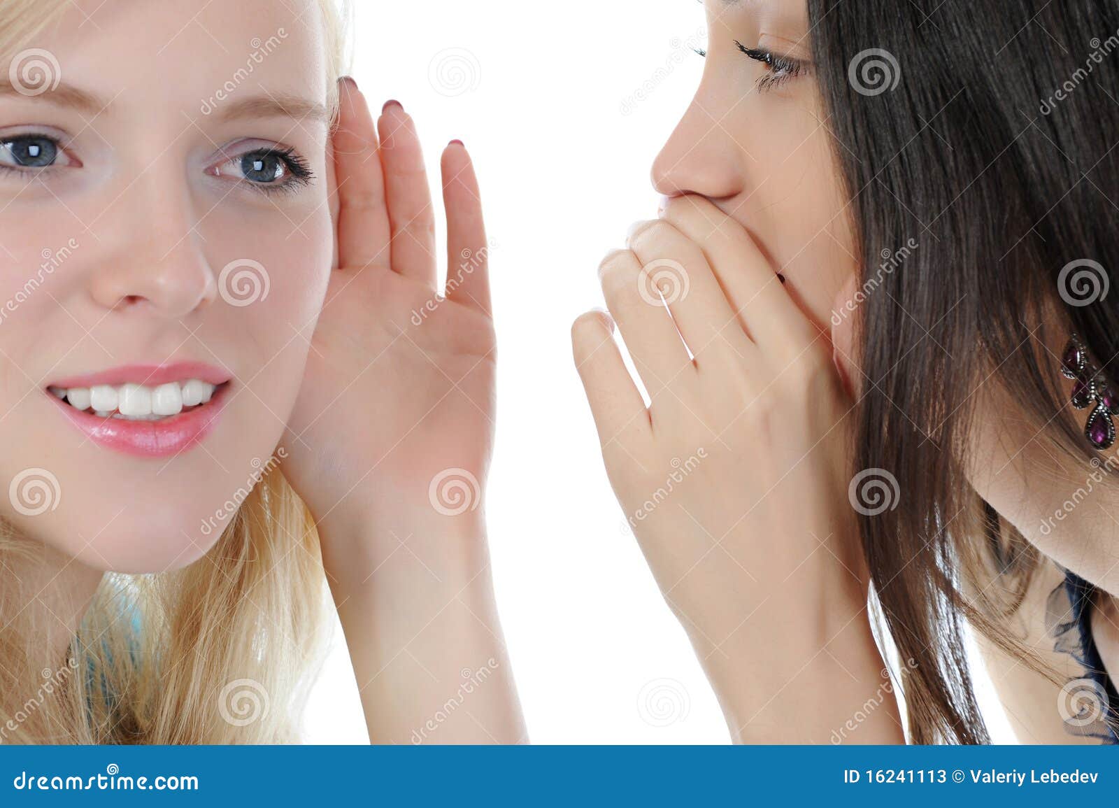 Two Beautiful Women Telling Secret Stock Image - Image of chat, closeup ...