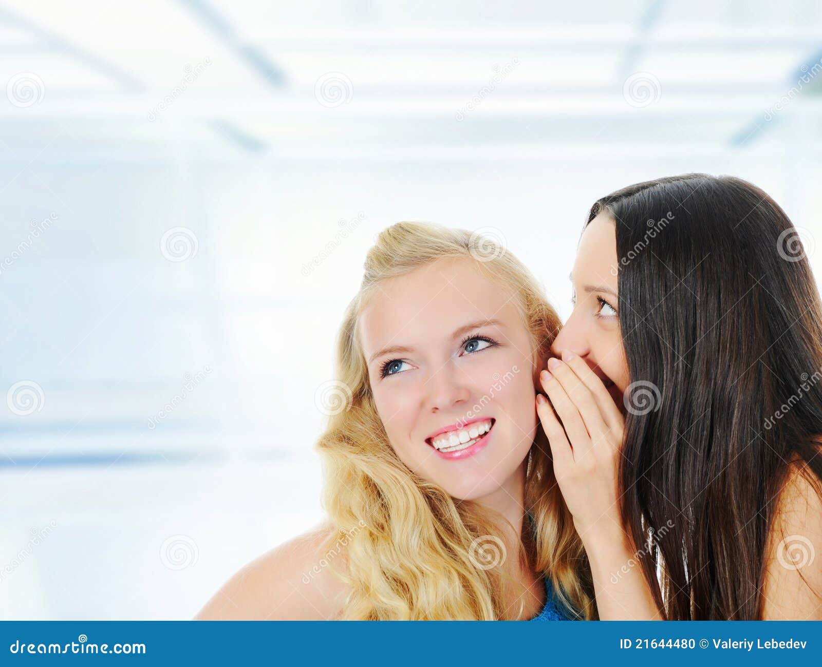 Two Beautiful Women Telling Secret Stock Photo - Image of female, long ...