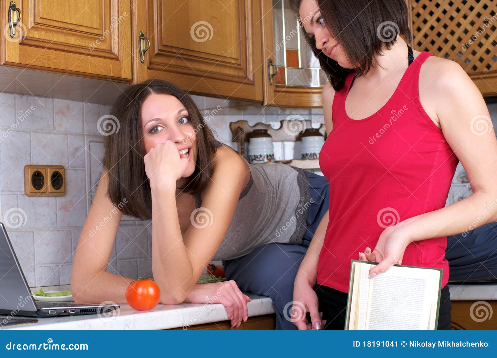 Two Beautiful Women Trying To Cook Stock Image - Image of lunch ...