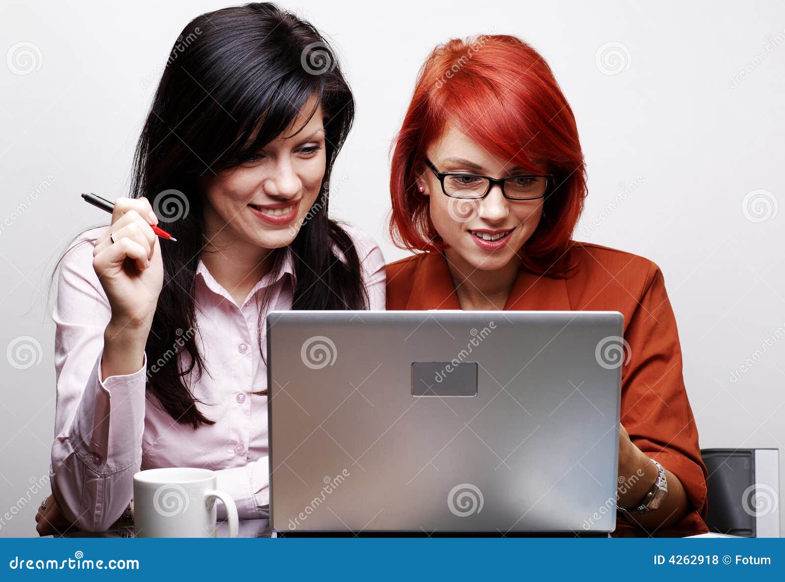 Two Beautiful Women are Working Stock Photo - Image of astonishment ...