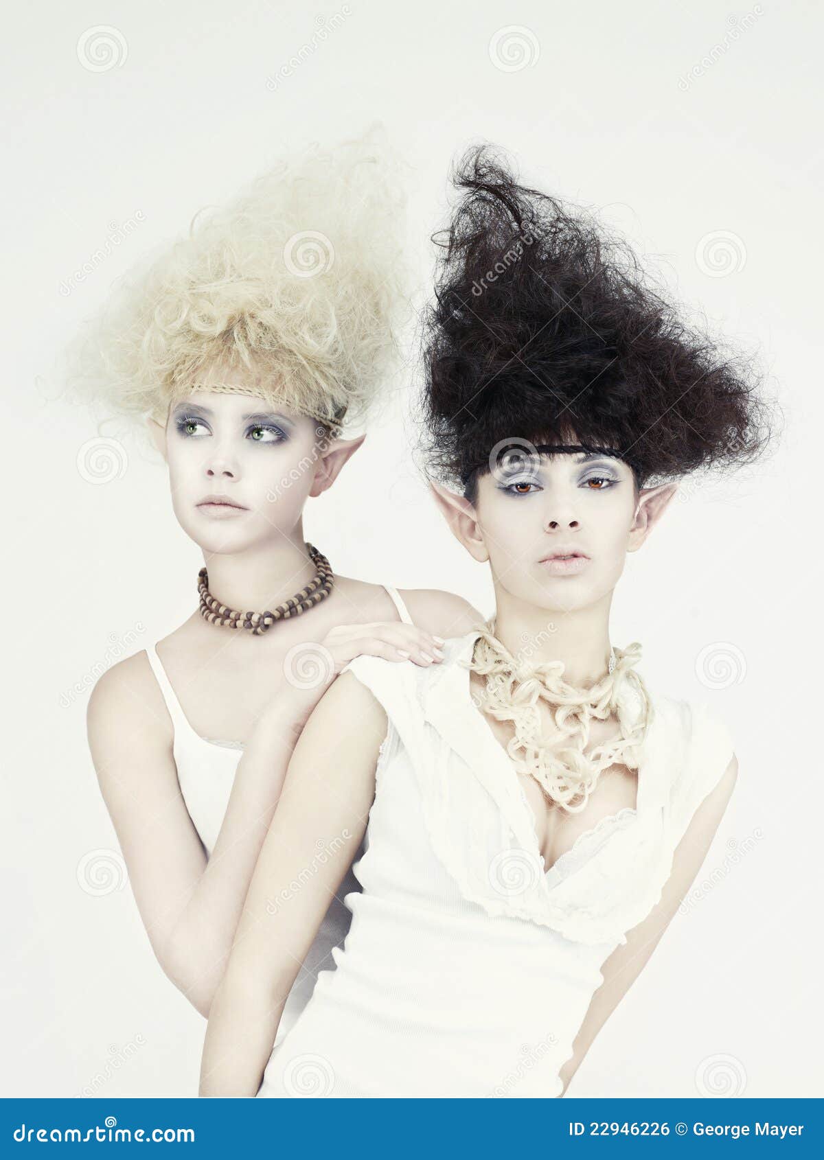 Two Beautiful Young Girl Elf Stock Photo - Image of carnival, character ...