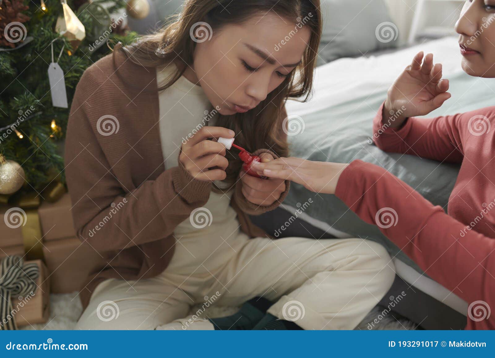 Two Beautiful Young Women Chilling at Home Stock Image - Image of ...