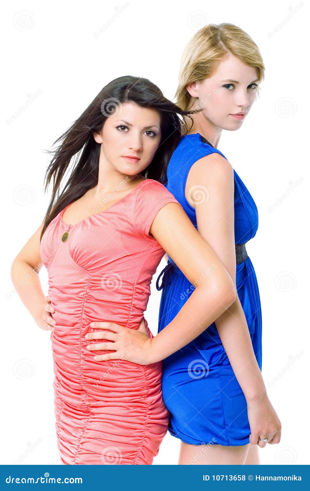 Two Beautiful Young Women in Evening Dresses. Stock Photo - Image of ...