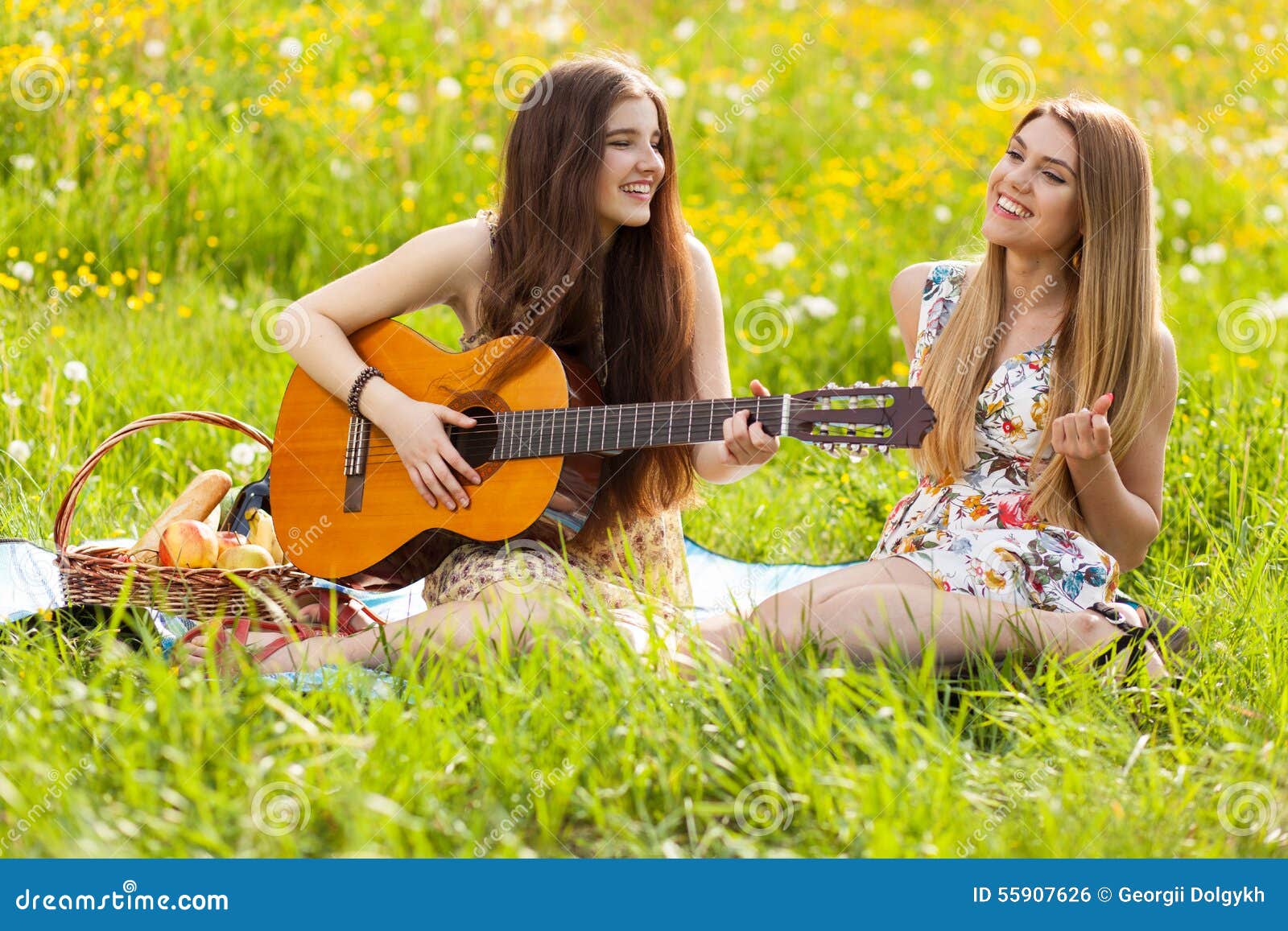 Two Beautiful Young Women on a Picnic Stock Photo - Image of group ...