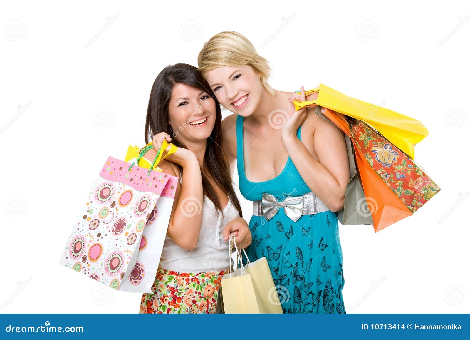 Two Beautiful Young Women Shopping. Stock Photo - Image of dress ...