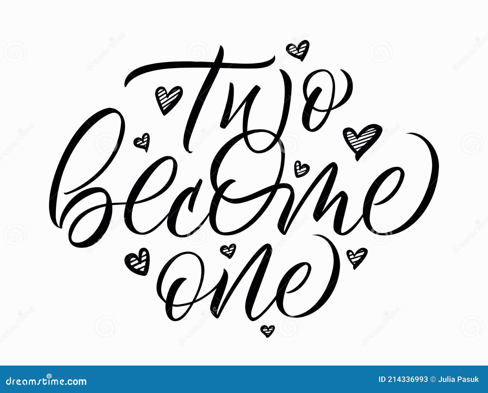 Two Hearts Become One Clipart Black