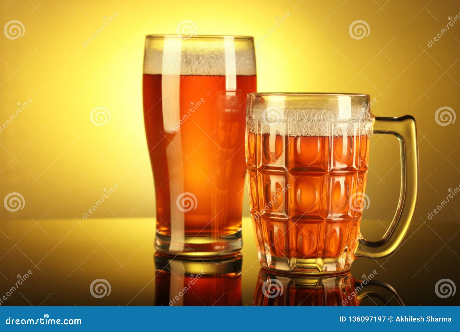 Two Beer Mug / Glass with Froth Stock Image - Image of full, alcohol ...