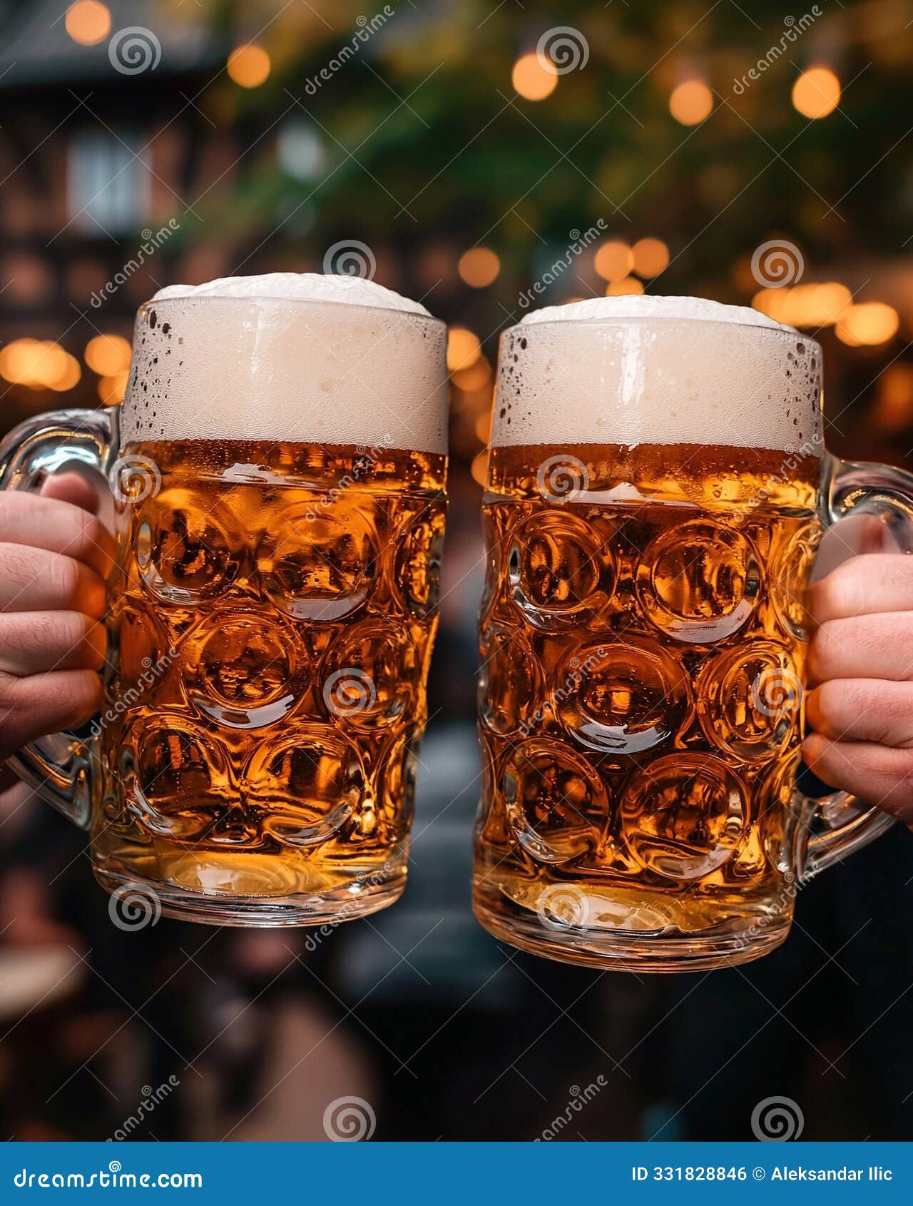 Two Beer Mugs in Hands Cheering at the Oktoberfest in Germany ...