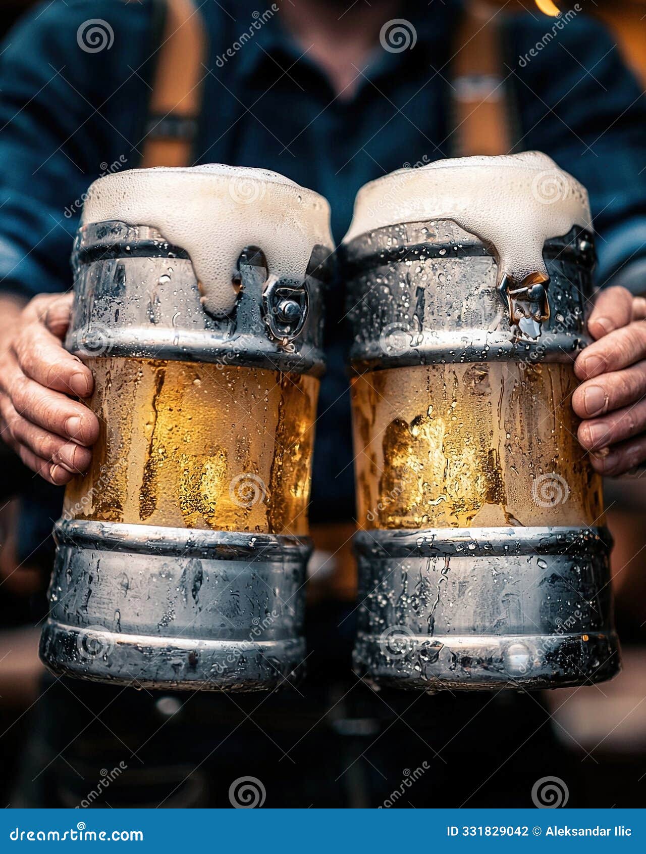 Two Beer Mugs in Hands Cheering at the Oktoberfest in Germany ...