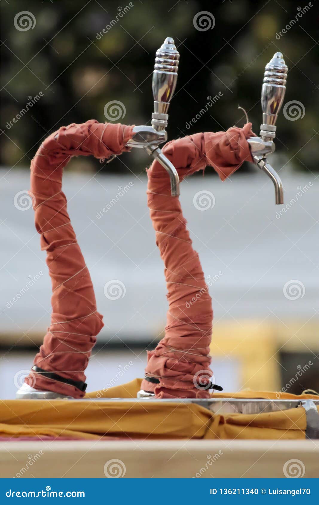 Two Beer Taps of an Outdoor Bar Stock Photo - Image of pour, cool ...