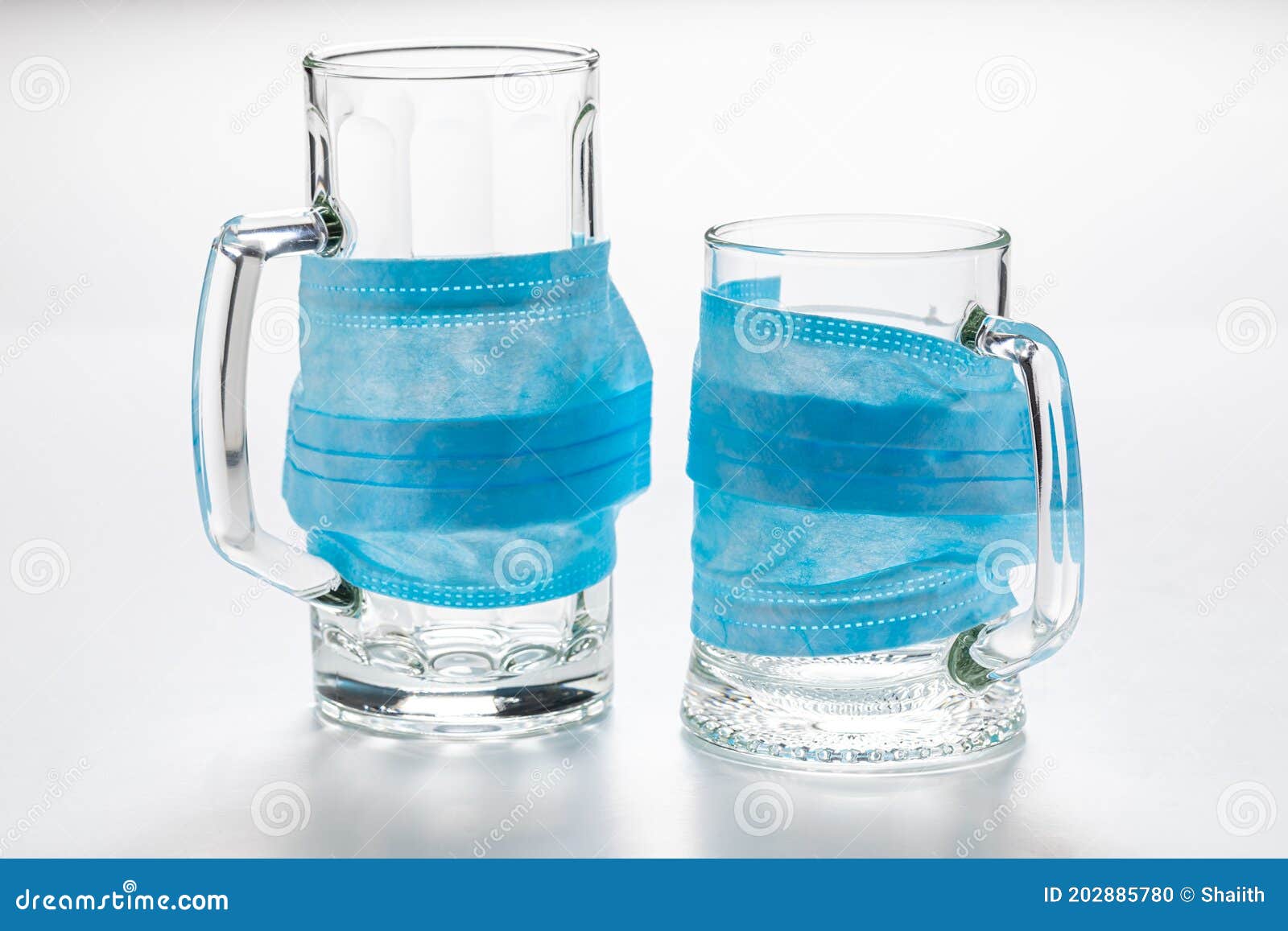 Two Beers in Face Mask. Covid-19 Restrictions in Pubs Stock Photo ...