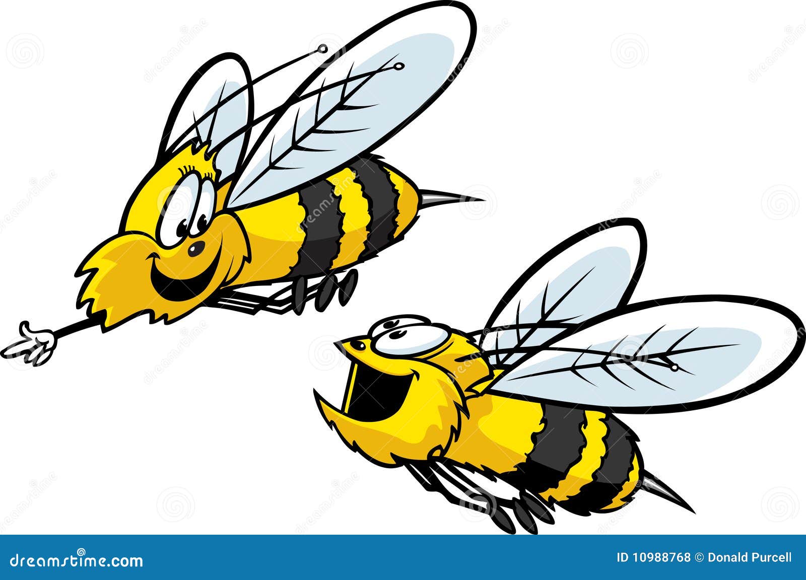 Two Bees stock vector. Illustration of white, happy, smiling - 10988768