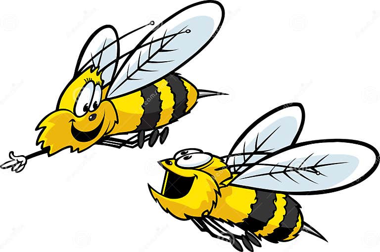 Two Bees stock vector. Illustration of white, happy, smiling - 10988768