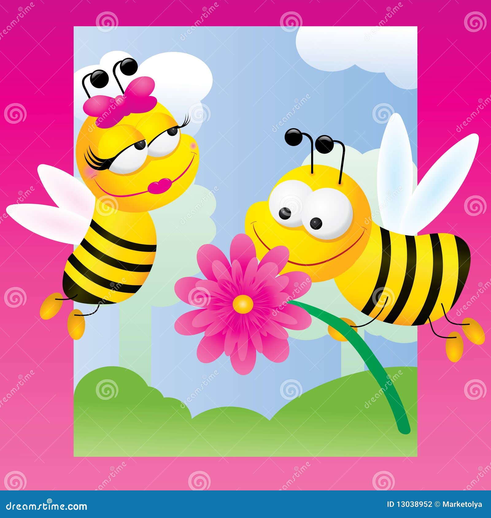 Two bees stock vector. Illustration of relationship, proposal - 13038952