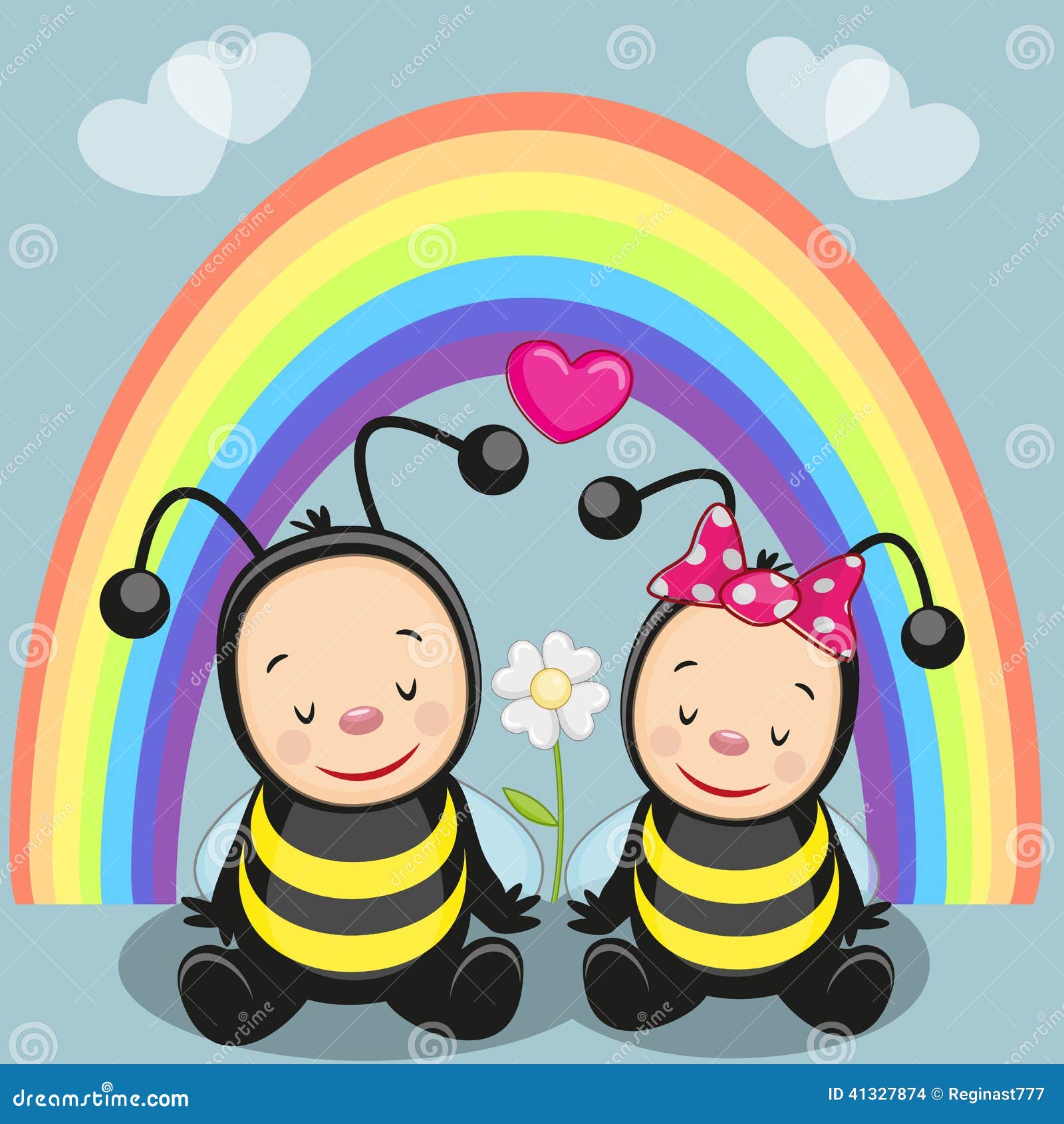 Two bees stock vector. Illustration of hearts, happiness - 41327874