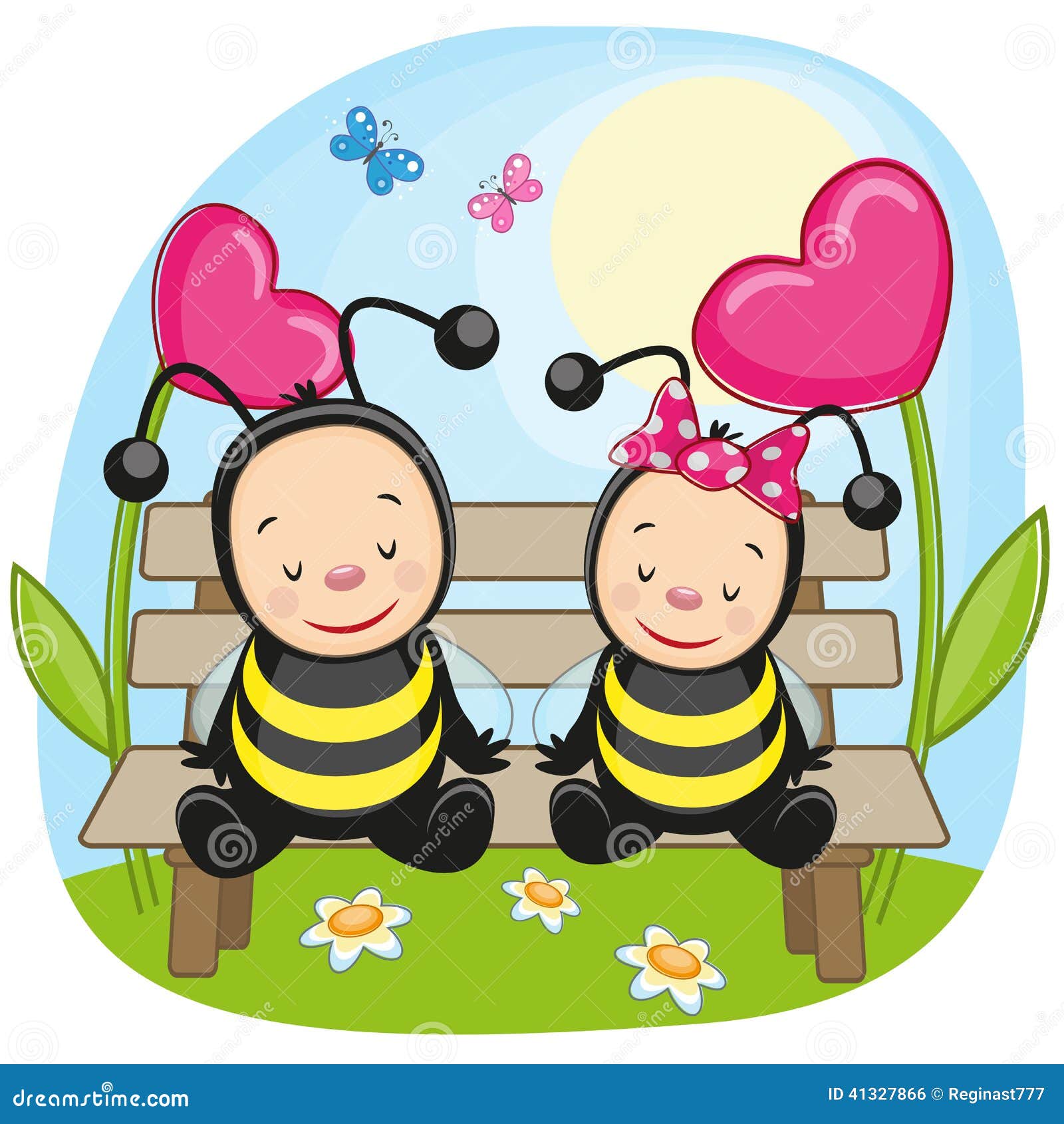 Two bees stock vector. Illustration of painting, hearts - 41327866