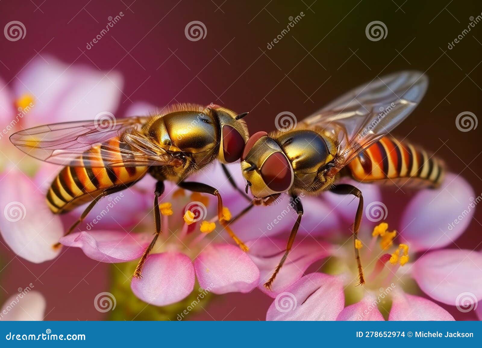Generative Ai Illustration of a Pair of Bees Stock Illustration ...