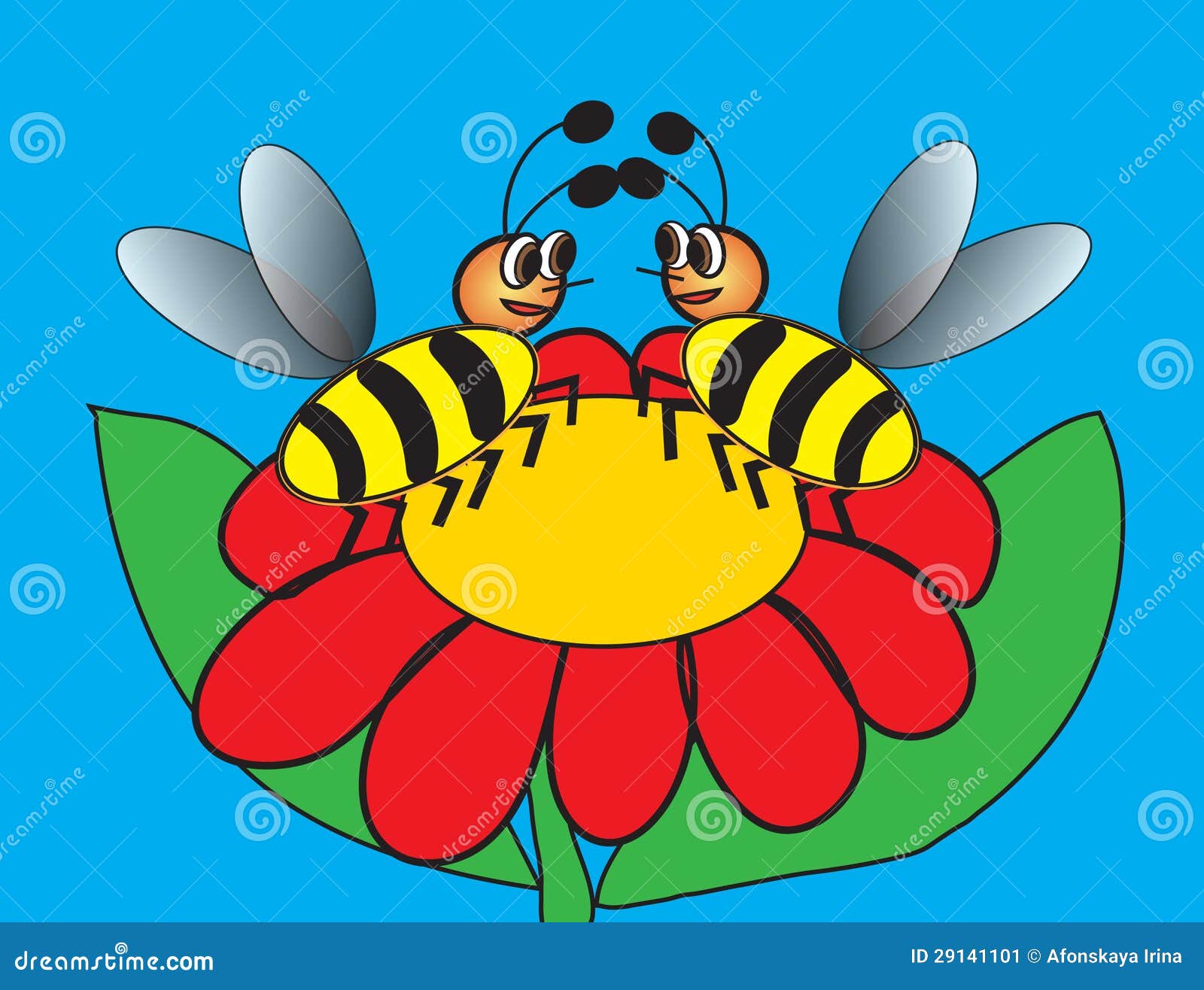 Two bees on flower stock vector. Illustration of love - 29141101
