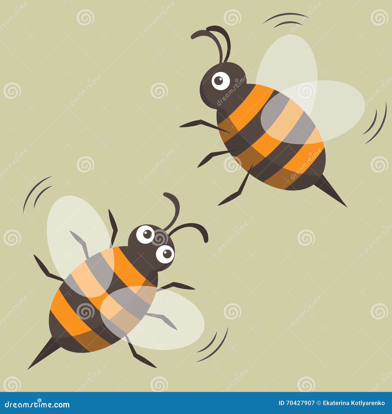 Two Bees Isolated. Vector Picture. Cartoon Style Stock Vector ...