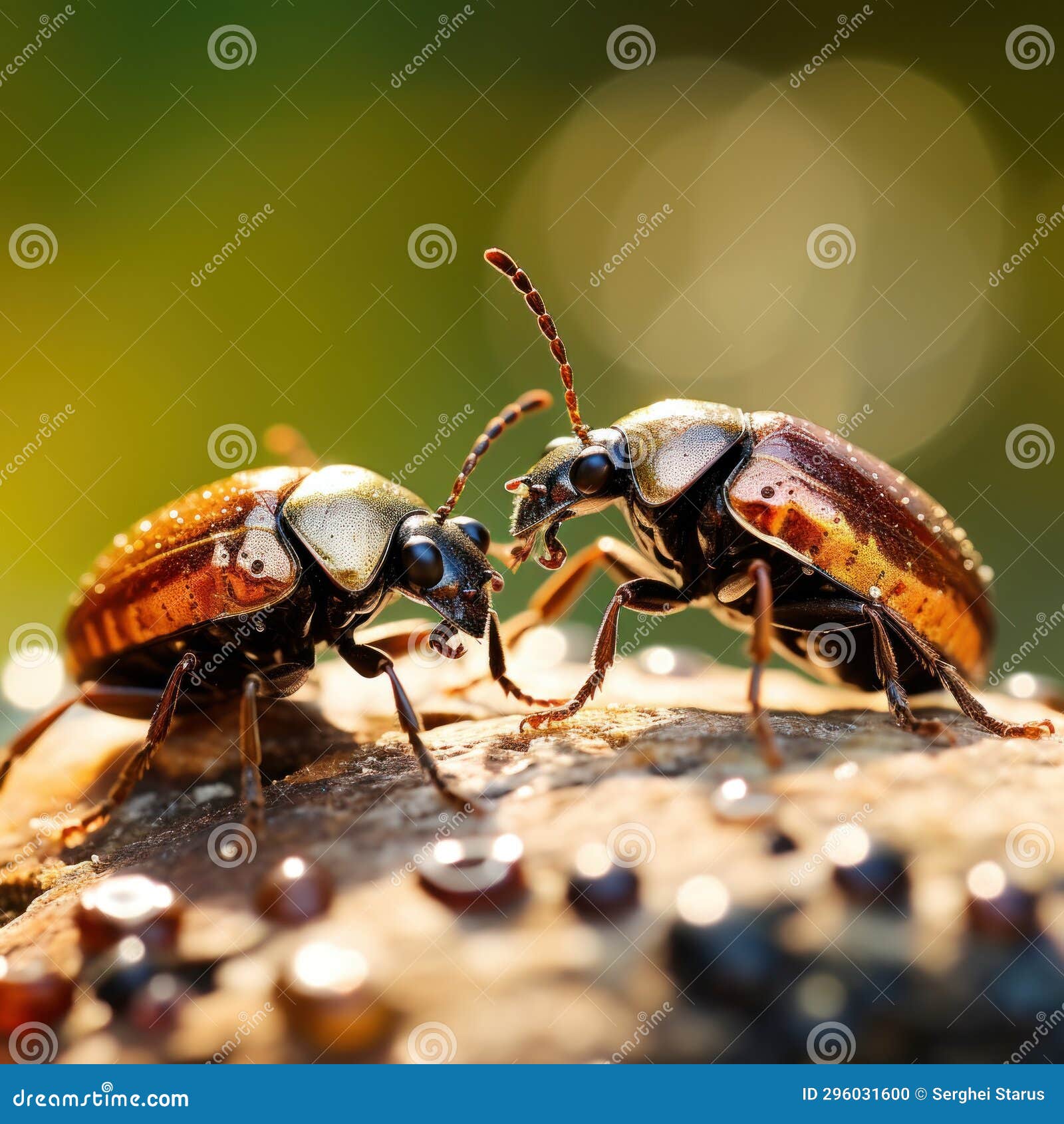 Two Beetles are Fighting on a Rock, AI Stock Photo - Image of arthropod ...