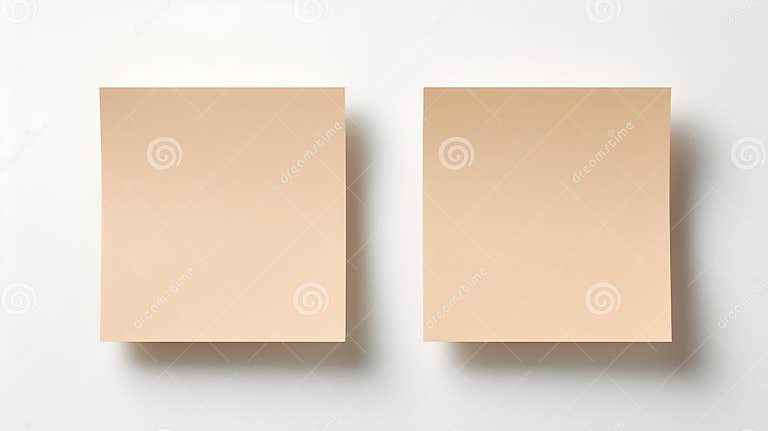 Two Beige Square Paper Notes on a White Background. Brainstorming ...
