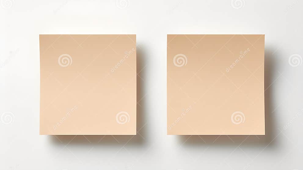 Two Beige Square Paper Notes on a White Background. Brainstorming ...