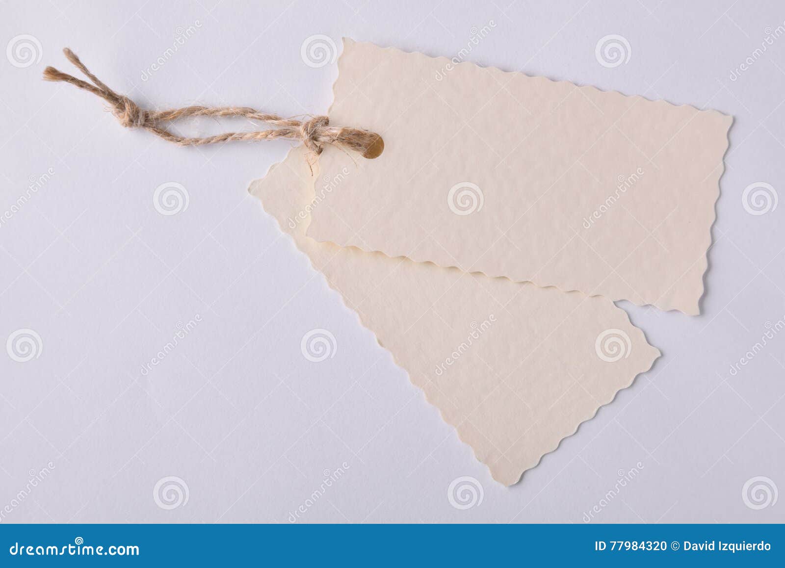 Two Beige Textured Paper Tags Tied with String Stock Photo - Image of ...