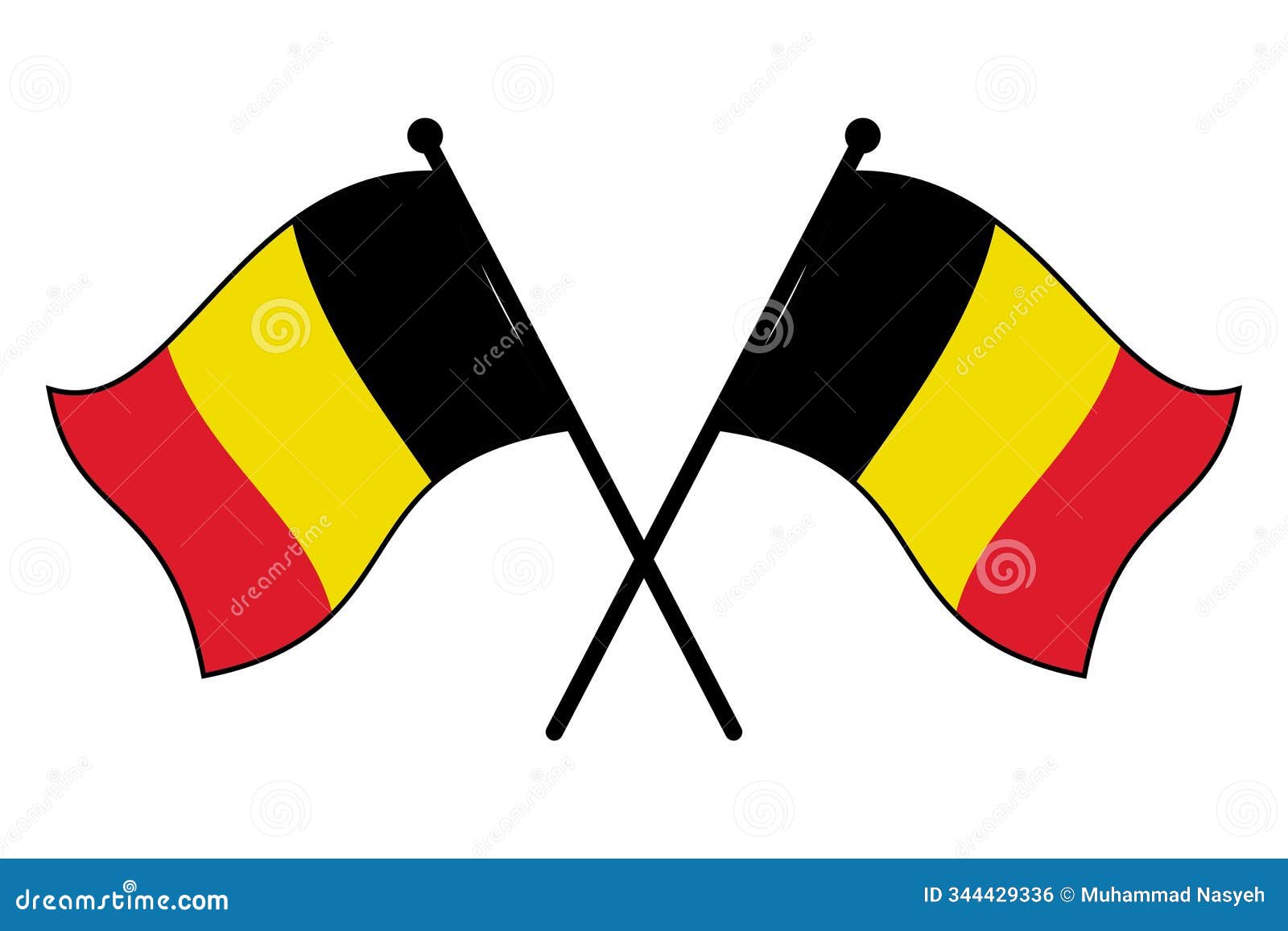 Two Belgian Flags Crossed on Black Poles – Icon for Event, Logo, and ...