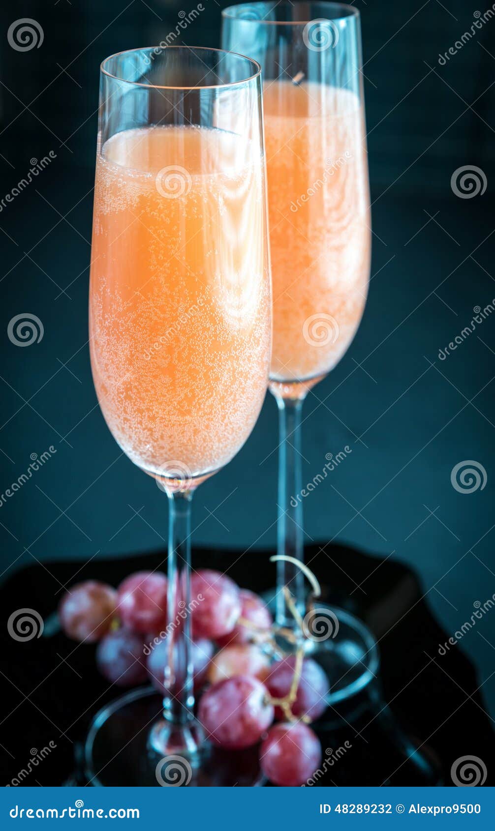 Two Bellini Cocktails with Bunch of Grapes Stock Photo - Image of ...