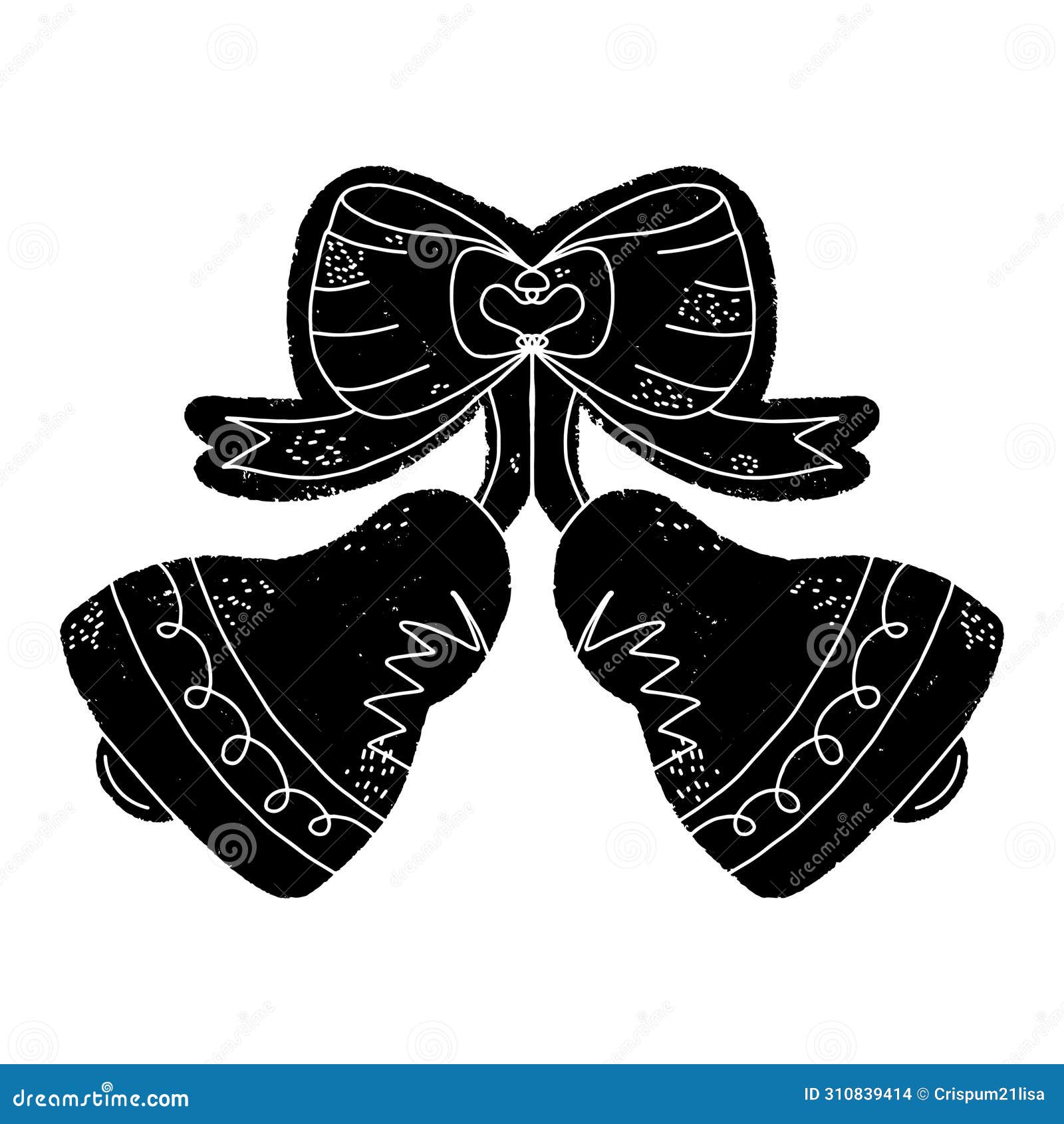 Two bells with a bow stock illustration. Illustration of elegant ...